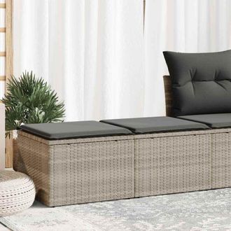 vidaXL 2-tlg. Garten-Sofagarnitur mit Kissen Hellgrau Poly Rattan - Vidaxl