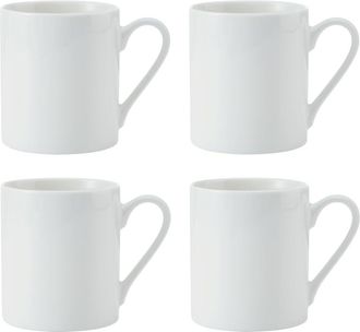 Mikasa Egret Feines Porzellan Becher-Set, 4x klassische weiße Becher für Tee und Kaffee, 380ml - Geschenkkarton & spülmaschinenfest