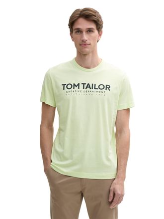 Tom Tailor Rundhalsshirt TOM TAILOR, Herren, Gr. S, gr&uuml;n (lime cream gr&uuml;n), Single Jersey, Obermaterial: 100% Baumwolle, bedruckt, regular fit h&uuml;ftbedeckend, Run