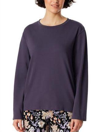 Schiesser Damen Schlafshirt Langarm Baumwolle-Mix + Relax Haut de Pijama, Indigo_182103, 48 Femmes