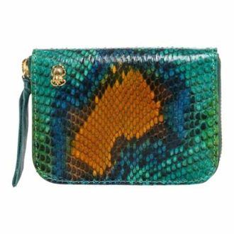 CLARIS VIROT Femme, Accessoires, Multicolore, Taille: ONE Size Porte monnaie zip python safran turquoise Lotus Mini Bob Claris Virot femme 4114
