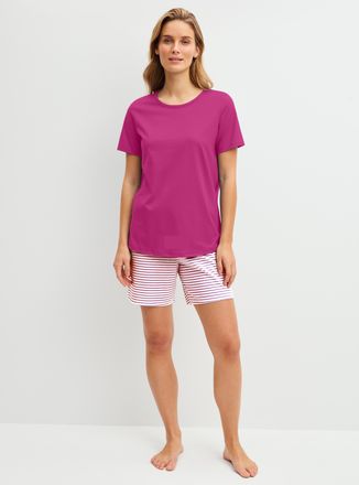CALIDA Shorty CALIDA, Damen, Gr. XS (36/38), pink (very berry), Single Jersey, Obermaterial: 100% Baumwolle, bequem kurz, Rundhals, Homewear-Sets Shorty, mit