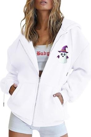 Generic Sweat &agrave; capuche dHalloween pour femme - Sweat &agrave; capuche pour femme - Automne et hiver - Cardigan - Loisirs - Sport - T-shirt &agrave; manches longues - Impri