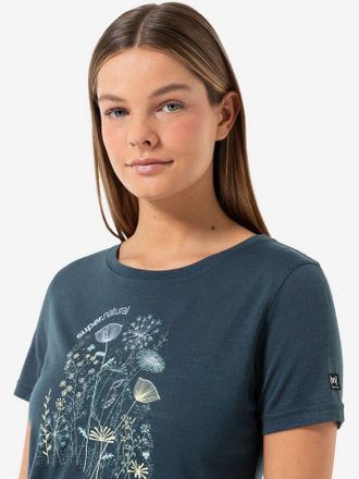 super.natural Print-Shirt f&uuml;r Damen, Merino ROCK FLOWERS TEE Blumen Motiv, atmungsaktiv