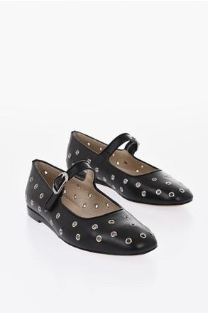Le Monde Beryl Leather Mary Jane Ballet Flats with Eyelets size 36,5