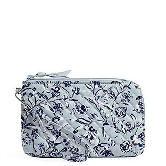 Vera Bradley Wristlet with RFID Protection, Dragonne Femme, Vivaces Grises-Coton recyclé, Taille Unique