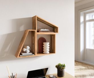 DELIFE 3er-Set-Designer-Wandregal Wyatt 70x55 cm Akazie Natur, Wandregale