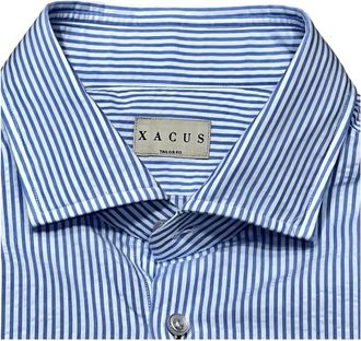 Xacus Homme, Chemises, Bleu, Taille: 2XL 748Ml Seersucker Shirt
