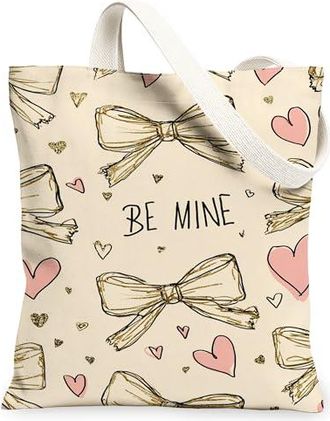 Generic Sacs fourre-tout en toile en forme de coeur pour la Saint-Valentin, sacs &agrave; provisions r&eacute;utilisables, l&eacute;gers et lavables, beige, 13x15 Inch