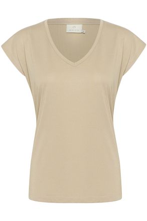 Kaffe T-Shirt KAlise Damen T-Shirt Kurzarm V-Ausschnitt Basic Shirt XS, Feather Gray