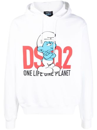 Dsquared2 hoodie en coton à slogan imprimé - Blanc
