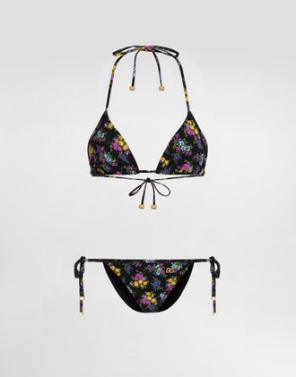 Dolce & Gabbana Triangel-bikini Mit Blümchen-print - Frau Bademode Mehrfarbig 5