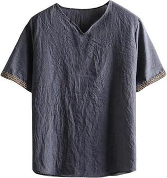 Generico T-shirt pour homme - Coupe ajust&eacute;e - Col en V - Muscle - Fitness - T-shirt de gym basique - Coupe droite - Respirant - Basique - V&ecirc;tement d&eacute;t&eacute;, R gris