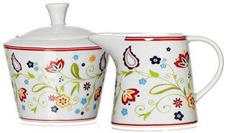 Ritzenhoff & Breker Zuckerdose und Milchkännchen Set Doppio Shanti, 2-teilig, Porzellan, Floral