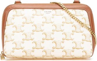 Celine Hobo Bags - Triomphe Coated Canvas Clutch On Chain - Gr. unisize - in Wei&szlig; - f&uuml;r Damen