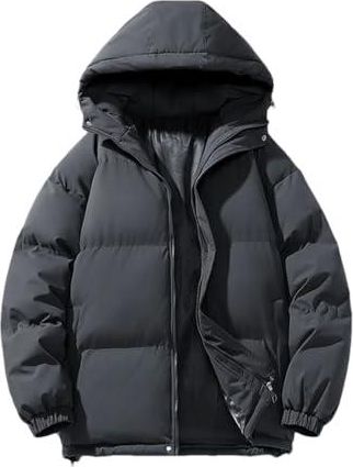 Generic Veste dhiver épaisse et chaude en coton pour homme et femme, manteau de neige rembourré à capuche pour couple, 1277 Gris foncé 9, S