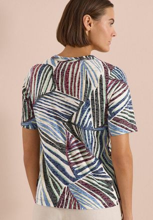 Cecil Kurzarmshirt Sommershirt im Ausbrenner-Look mit Print
