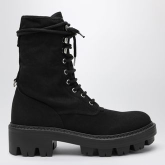 Prada Schwarze Schn&uuml;rstiefeletten aus Canvas