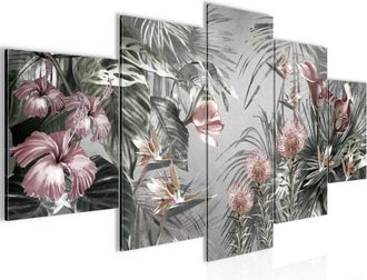 Runa Art Bild Wohnzimmer Schlafzimmer Blumen 5 Teilig Vintage Natur Grau Wandbilder auf Vlies Leinwand 043353c