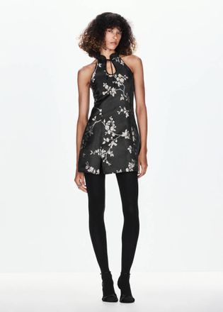 Mango Robe &agrave; col halter avec imprim&eacute; &agrave; fleurs noir - Femme - XS - MANGO
