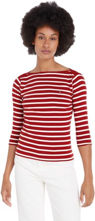 Tommy Hilfiger Damen Langarmshirt Slim U-Boot-Ausschnitt, Mehrfarbig (Breton STP/Dark Magma/Ecru), 3XL
