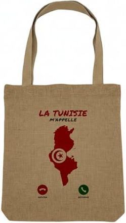 Fabulous Sac Shopping Tote Bag Aspect Lin - La Tunisie MAppelle Voyage Passion Tourisme - Sac de Courses Toile Epaisse 360g Beige Naturel Cabas Port&eacute; Epaule So