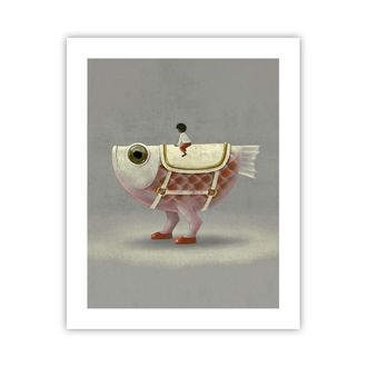 Arttor Poster ohne Rahmen Deko 40x50cm Surreal Fisch Kind Wandposter Art Prints Wanddeko Bild Wand Kunstdruck Wandbilder Dekoration Wohnzimmer Schlafzimmer K