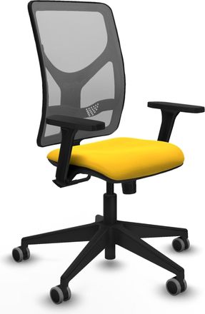 Piqueras y Crespo B&uuml;rostuhl, R&uuml;ckenlehne, Netzstoff, mit 3D-Armlehnen, h&ouml;henverstellbare Lendenwirbelst&uuml;tze, ausgestattet mit 3 Positionen und Schneideschaum, Grau/Gelb