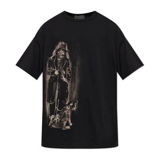 Yohji Yamamoto Baumwoll Single Jersey Rundhalsausschnitt Kurzarm - - Tops - Herren - Schwarzk - L