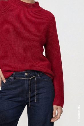 Monari Strickpullover Pullover Basic Perlfang Regular fit mit Stehkragen