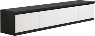Altobuy DEYTON - Meuble TV 4 Portes Laqué Noir et Blanc Brillant