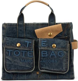 Marc Jacobs Femme, Sacs, Bleu, Taille: ONE Size Denim Suede Medium Cargo Tote Bag