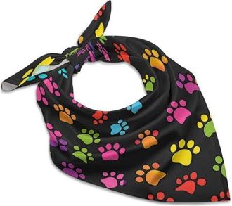 Generic Écharpe carrée en soie avec imprimé de pattes darc-en-ciel - Écharpe légère pour cheveux - Respirant - Cadeau pour homme et femme, multicolore, 60x60c