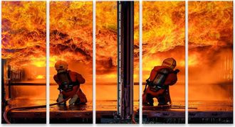 Islandburner Bild auf Leinwand Team Zwei Feuerwehrleute Brand Löschen Feuerwehr Bilder Wandbilder Poster