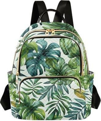 Mnsruu Mini sac à dos pour femme, motif feuilles de palmier, vert, plante tropicale, petit sac à dos tendance pour femme, sac à dos décontracté, Multi680, S