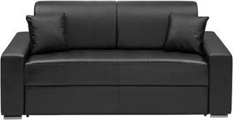 Vente-Unique Canap&eacute; 3 Places Convertible Express en Simili EMIR - Noir - Couchage 140 cm - Matelas 14 cm