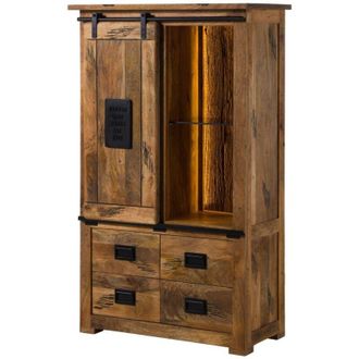 Massivmoebel24 Schrank Mango / Altholz 90x45x150 natur lackiert RAILWAY LUX 115