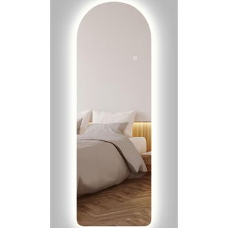 HOMCOM Grand miroir mural 120 x 40 cm avec &eacute;clairage LED miroir arqu&eacute;, intensit&eacute; variable et 3 couleurs d&eacute;clairage transparent-Transparent