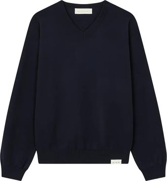 Man On The Boon. pull à col v - Bleu