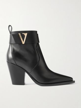 Versace Bottines En Cuir À Ornements - Noir