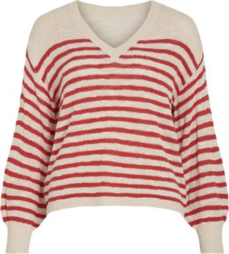 Vila Vipoca Rev V-Neck L/S Stripe Knit Top/R
