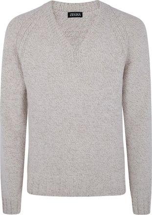 Ermenegildo Zegna pull en laine à col v - Tons neutres
