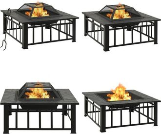 vidaXL Vidaxl - Feuerkorb mit Schürhaken 79x79x46,5 cm xxl Stahl - Feuerschale - Feuerschalen - Home & Living - Schwarz