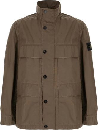 Stone Island Homme, Vestes, Gris, Taille: M Waxed Cotton Canvas Field Jacket