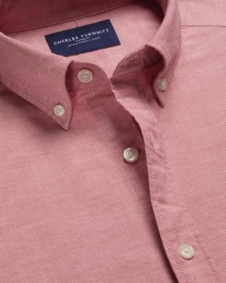 CHARLES TYRWHITT Vorgewaschenes Stretch-Oxfordhemd mit Button-down-Kragen - Rosa