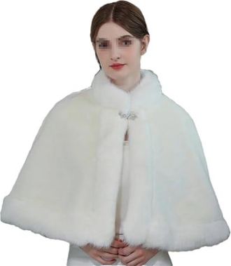 Generic Châle de mariage blanc en fausse fourrure pour fête dhiver élégant pour femme, 0002-a, taille unique