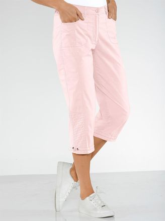 Casual Looks Caprihose CASUAL LOOKS, Damen, Gr. 38, Normalgr&ouml;&szlig;en, rosa (ros&eacute;), 98% Baumwolle, 2% Elasthan, unifarben, 3/4-L&auml;nge, Hosen Caprihose, Topseller