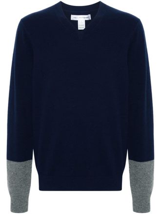 Comme Des Gar&ccedil;ons pull Shirt Forever colour block &agrave; col v - Bleu