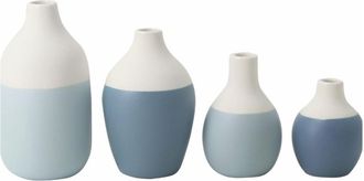 R&auml;der Mini Flaschenvasen blau 4er Set