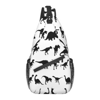 AOOEDM Schwarz Weiß Dinosaur World Cross Brusttasche Diagonally Sling Rucksack Umhängetasche Reise Wandern Daypacks für Männer Frauen